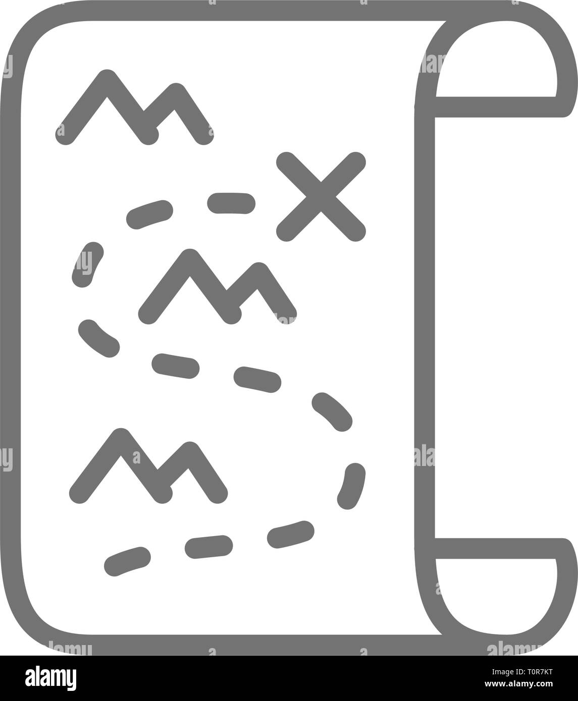 Pirate map, treasure location with cross line icon Stock Vector Image ...