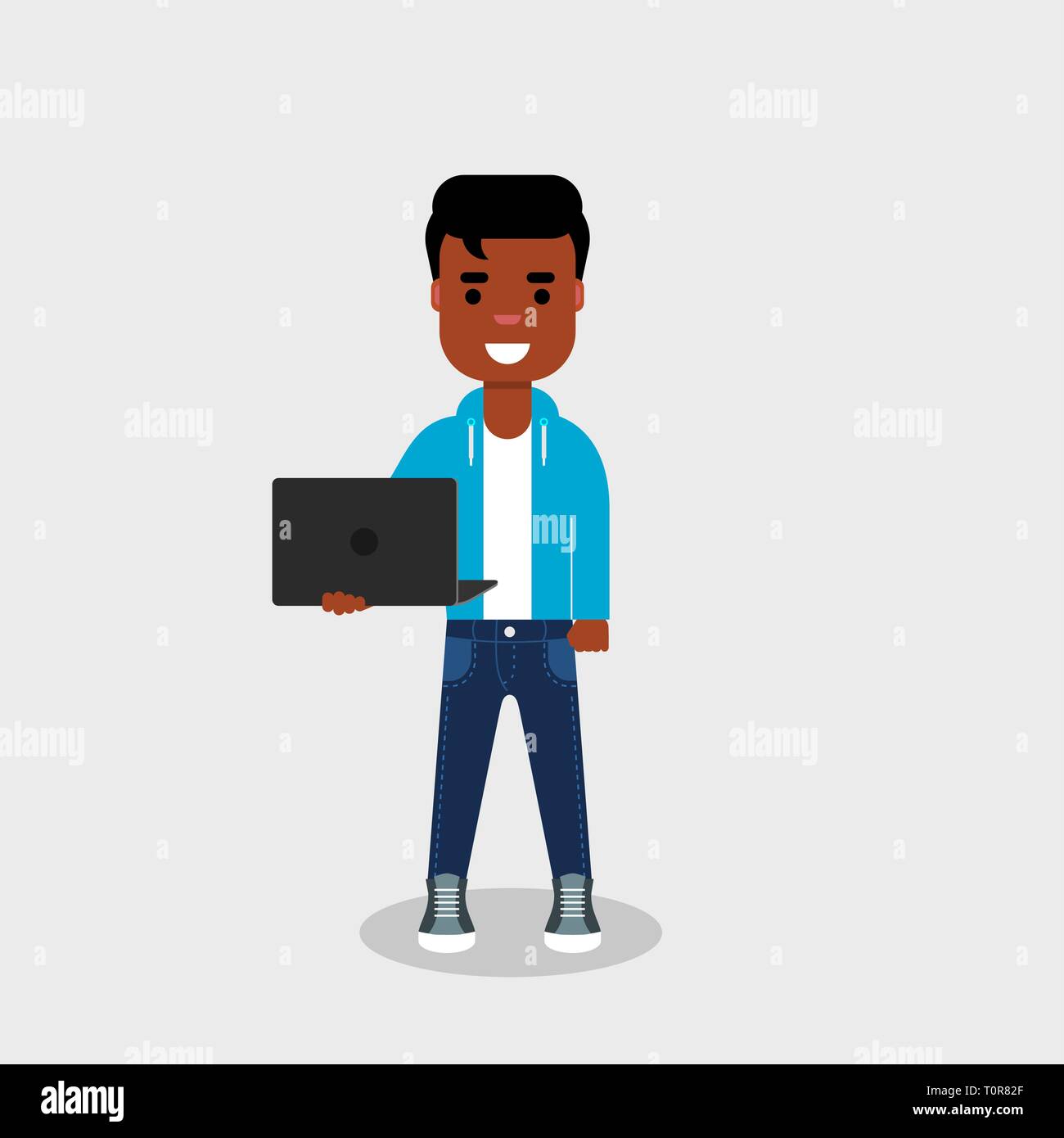 African american happy laptop Stock Vector Images - Alamy