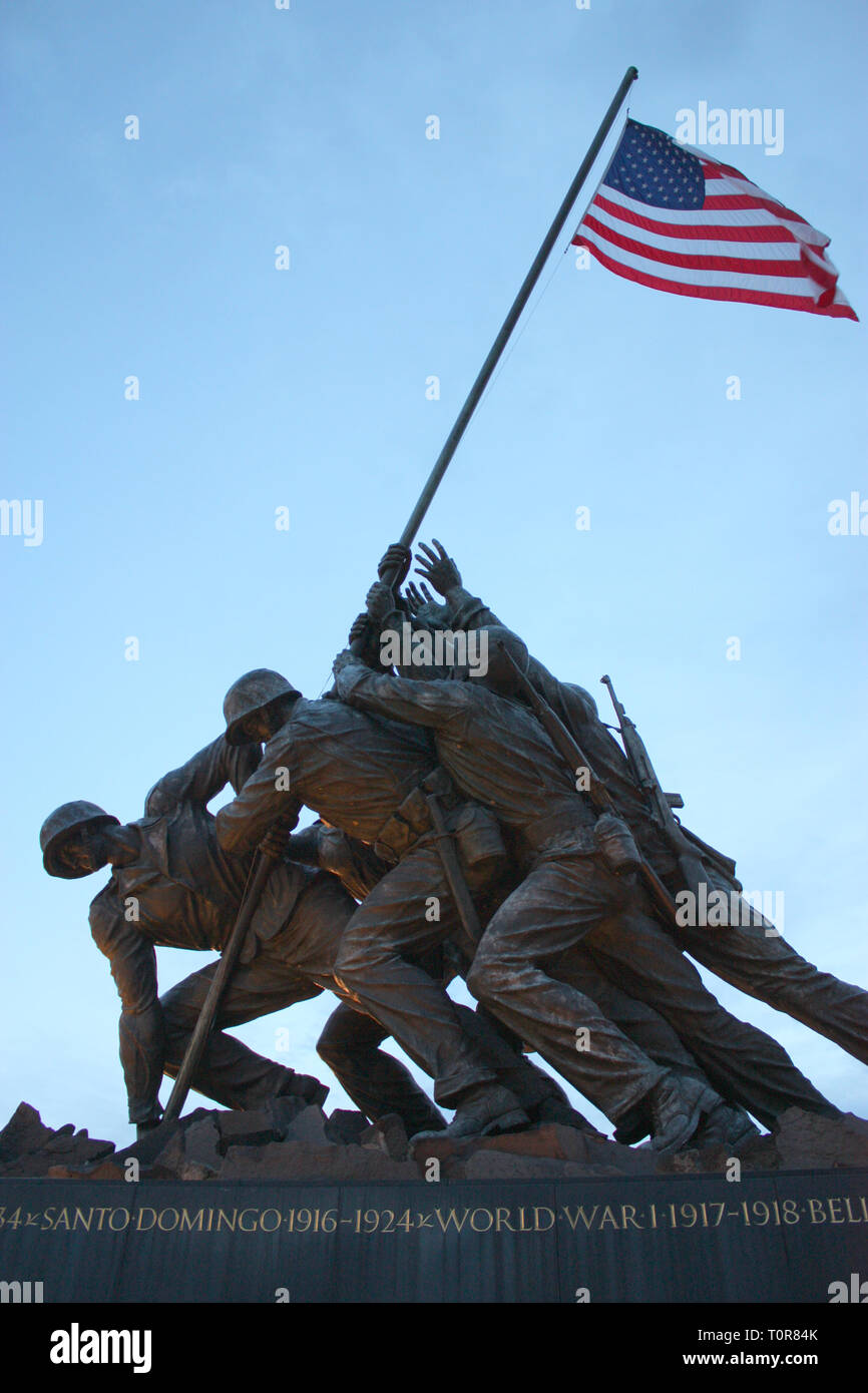 Close up of the bronze sculptures of the marines on the United States ...