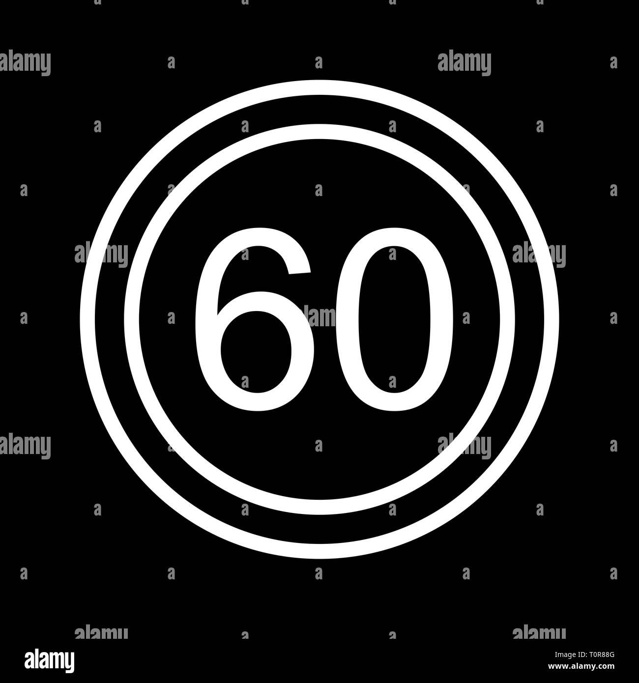 Illustration Speed limit 60 Icon Stock Photo - Alamy