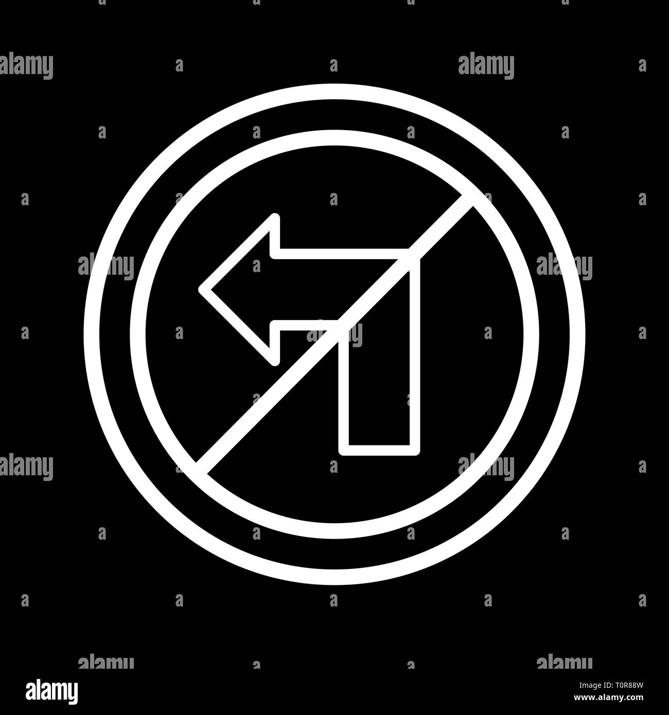 Illustration No left turn Icon Stock Photo - Alamy
