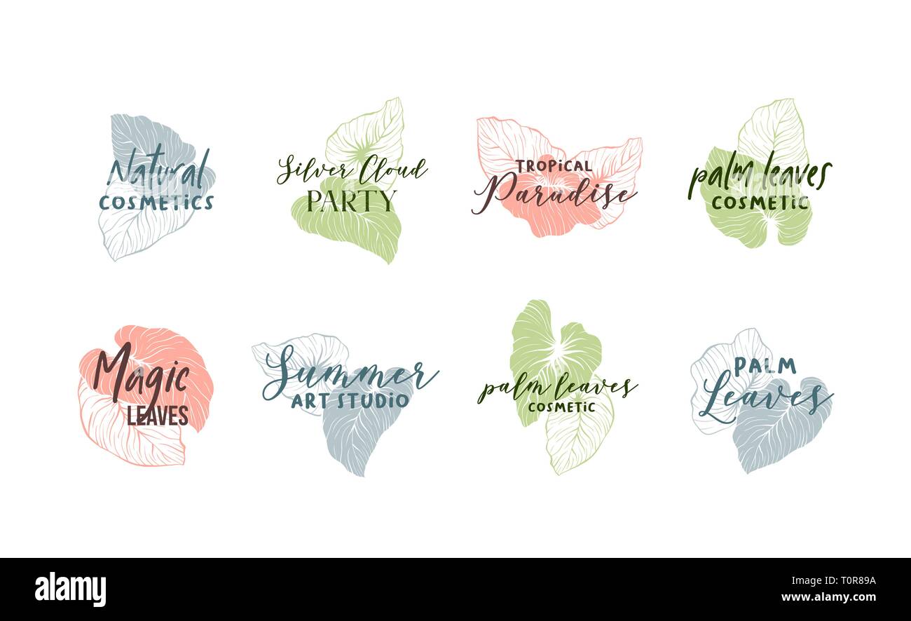 Set leaf logo template Stock Vector Images - Alamy