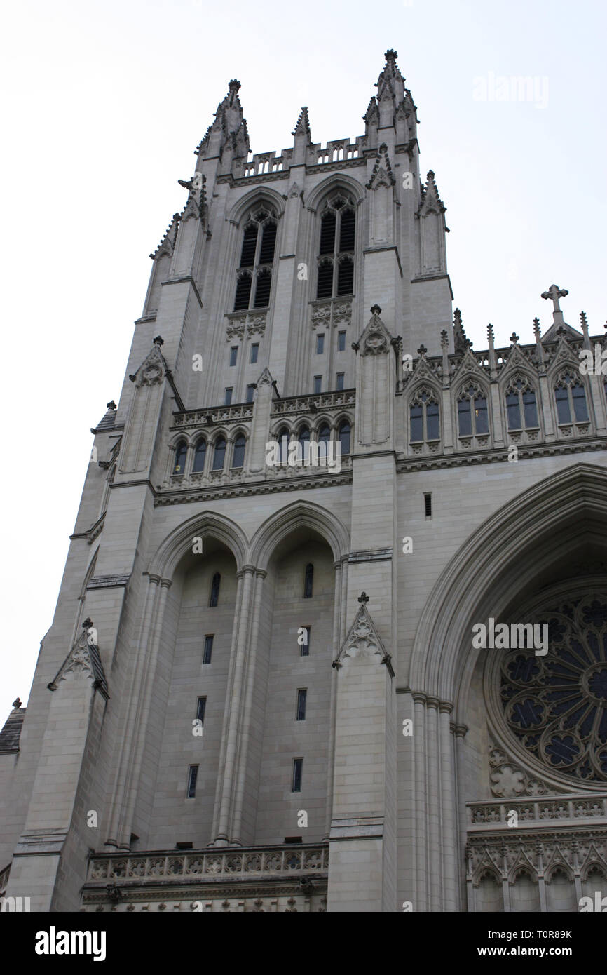 Left tower of the Washington National Cathedral in Washington, D.C ...
