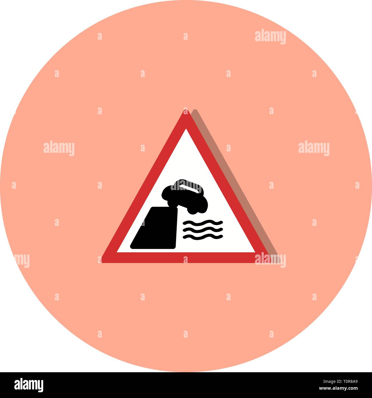 Illustration Road leads on to quay or river bank Icon Stock Photo - Alamy
