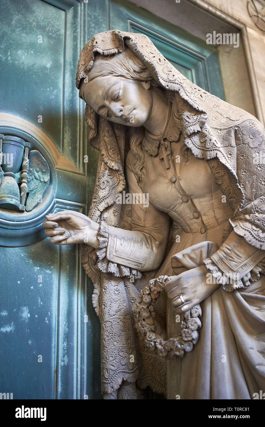 Picture and image of the stone sculpture of a mourning widow who is ...