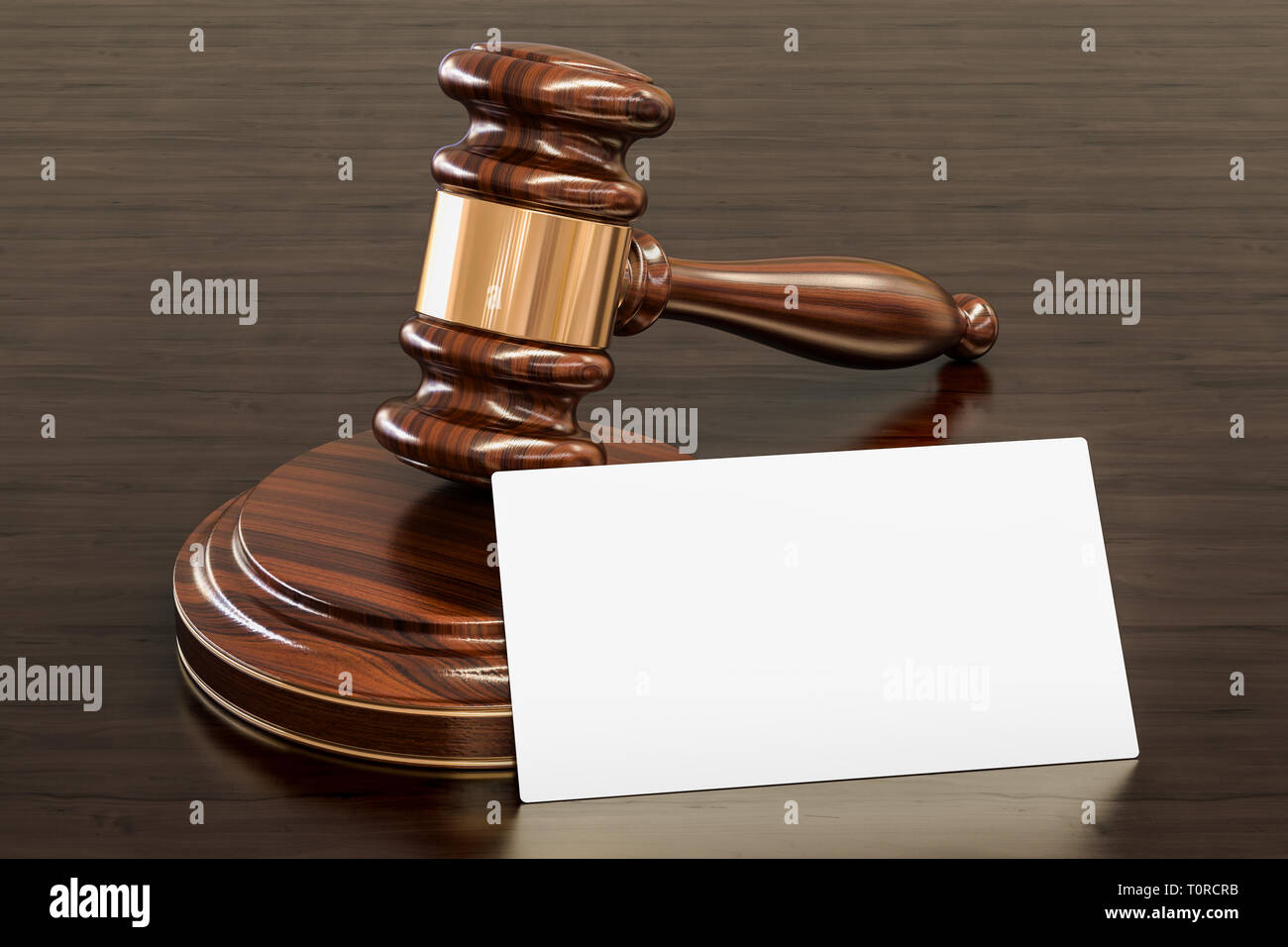 Blank business card for judge, lawyer, law firm or notary on the wooden ...