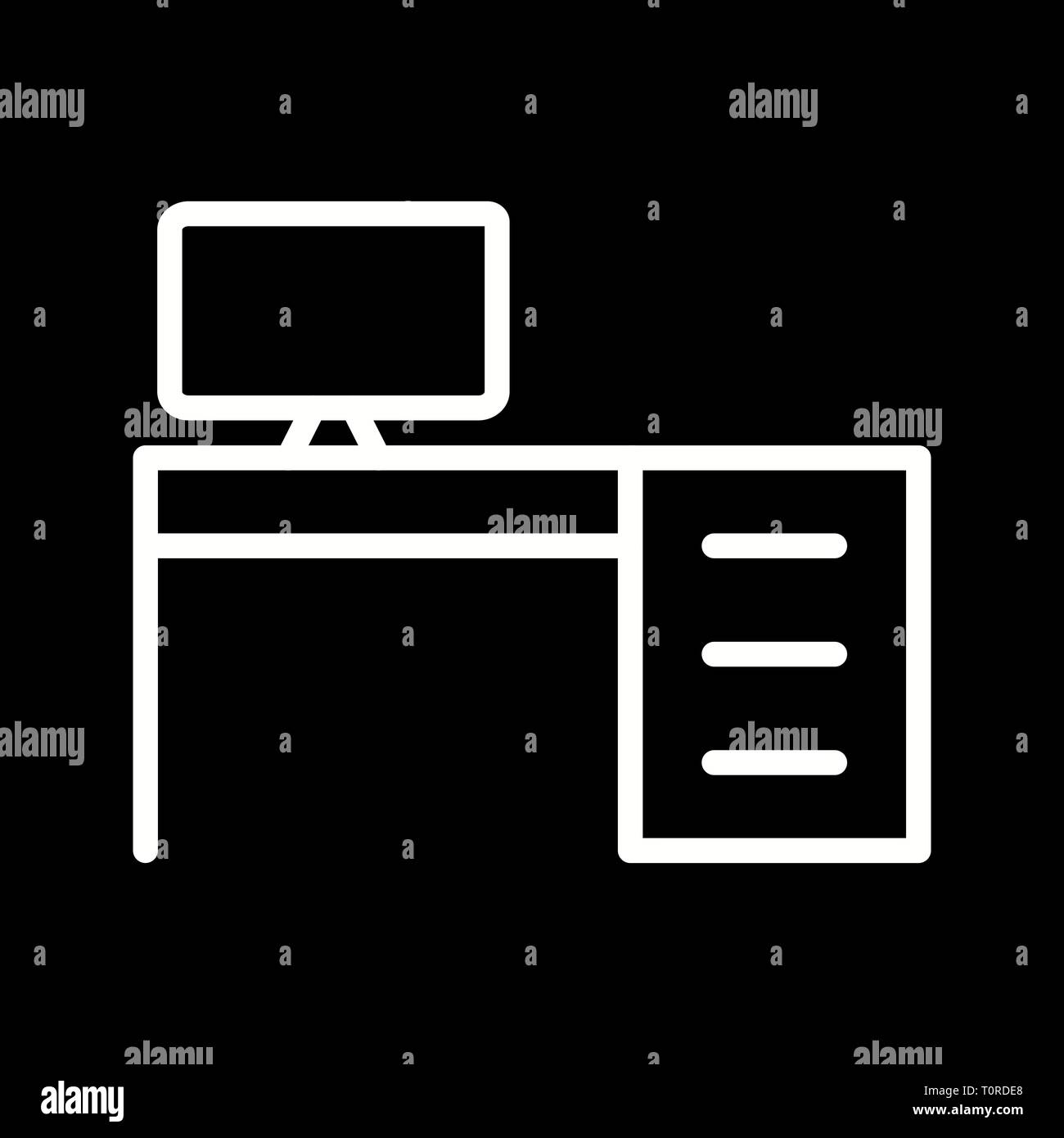 Computer table icon linear Black and White Stock Photos & Images - Alamy