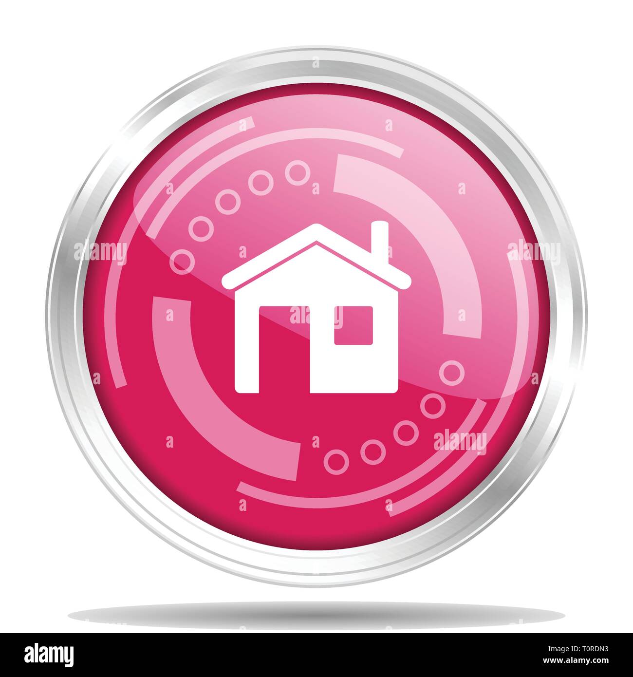 House, home silver metallic chrome border round web icon, vector ...