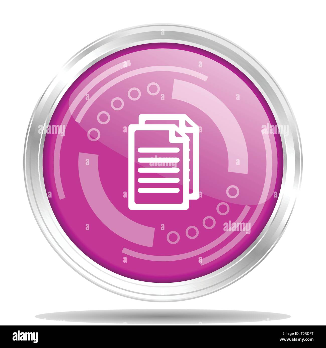 Document silver metallic chrome border pink round web icon, vector ...