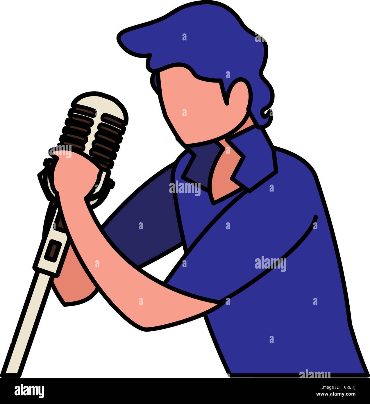 singer with microphone character vector illustration design Stock ...
