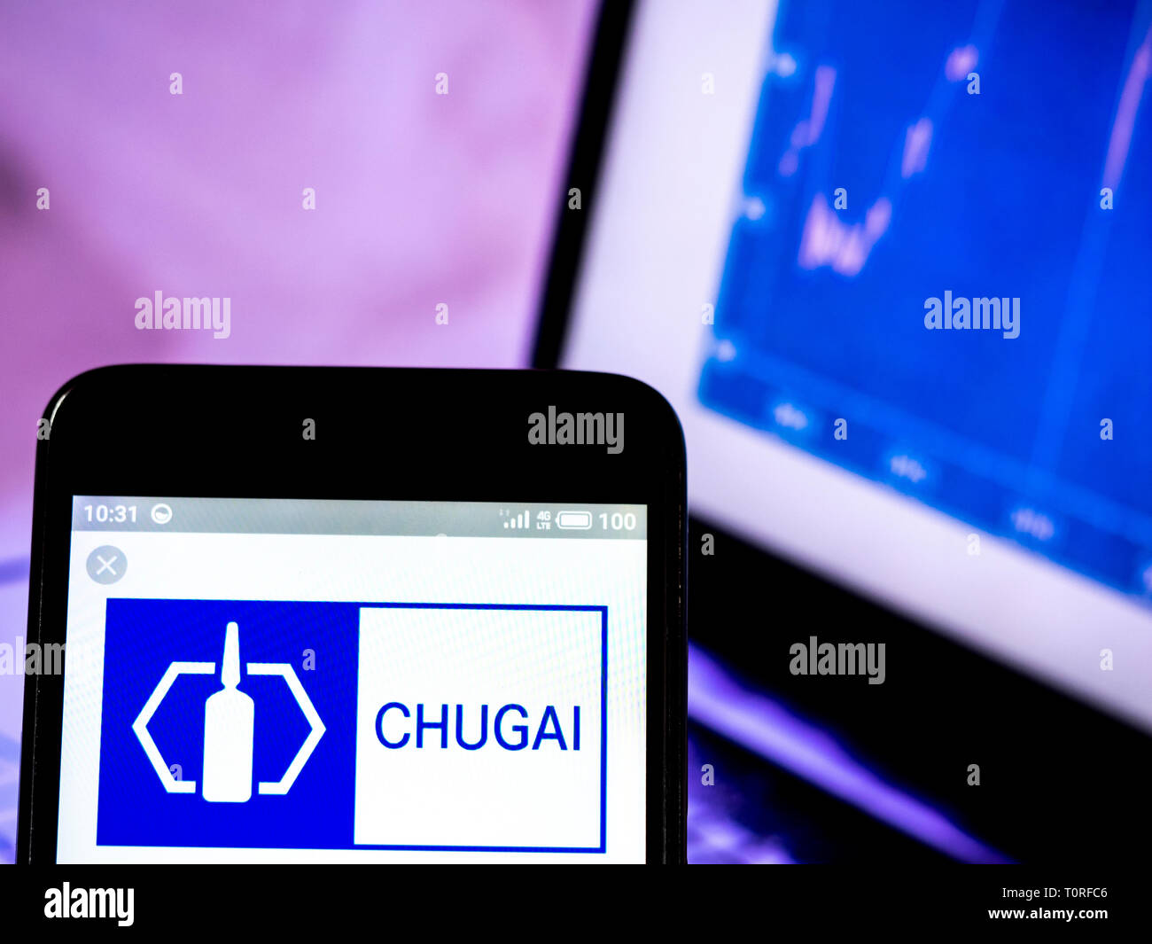 Chugai Pharmaceutical Co., Ltd. logo seen displayed on smart phone ...