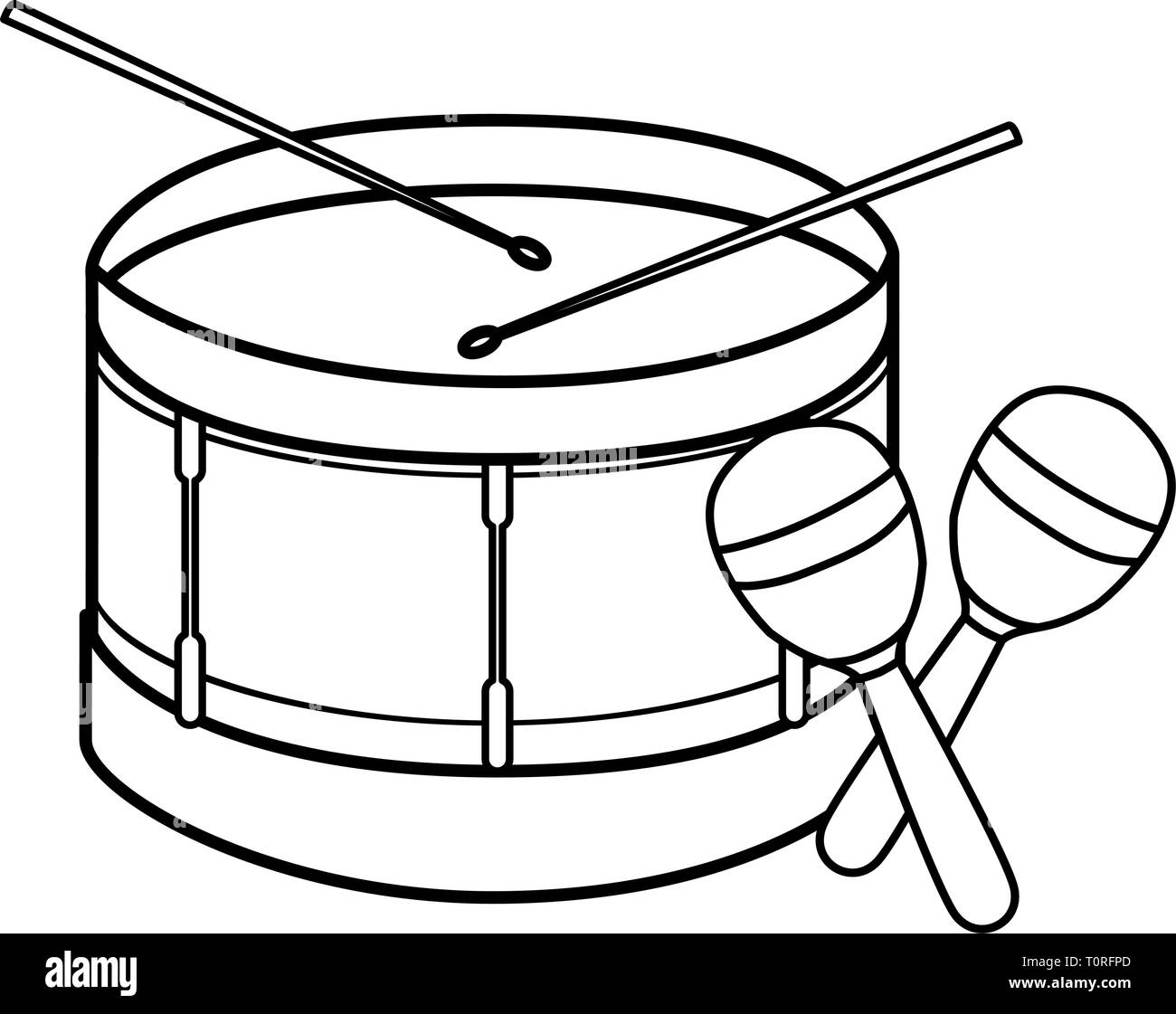 drum and maracas instruments musical vector illustration design Stock ...