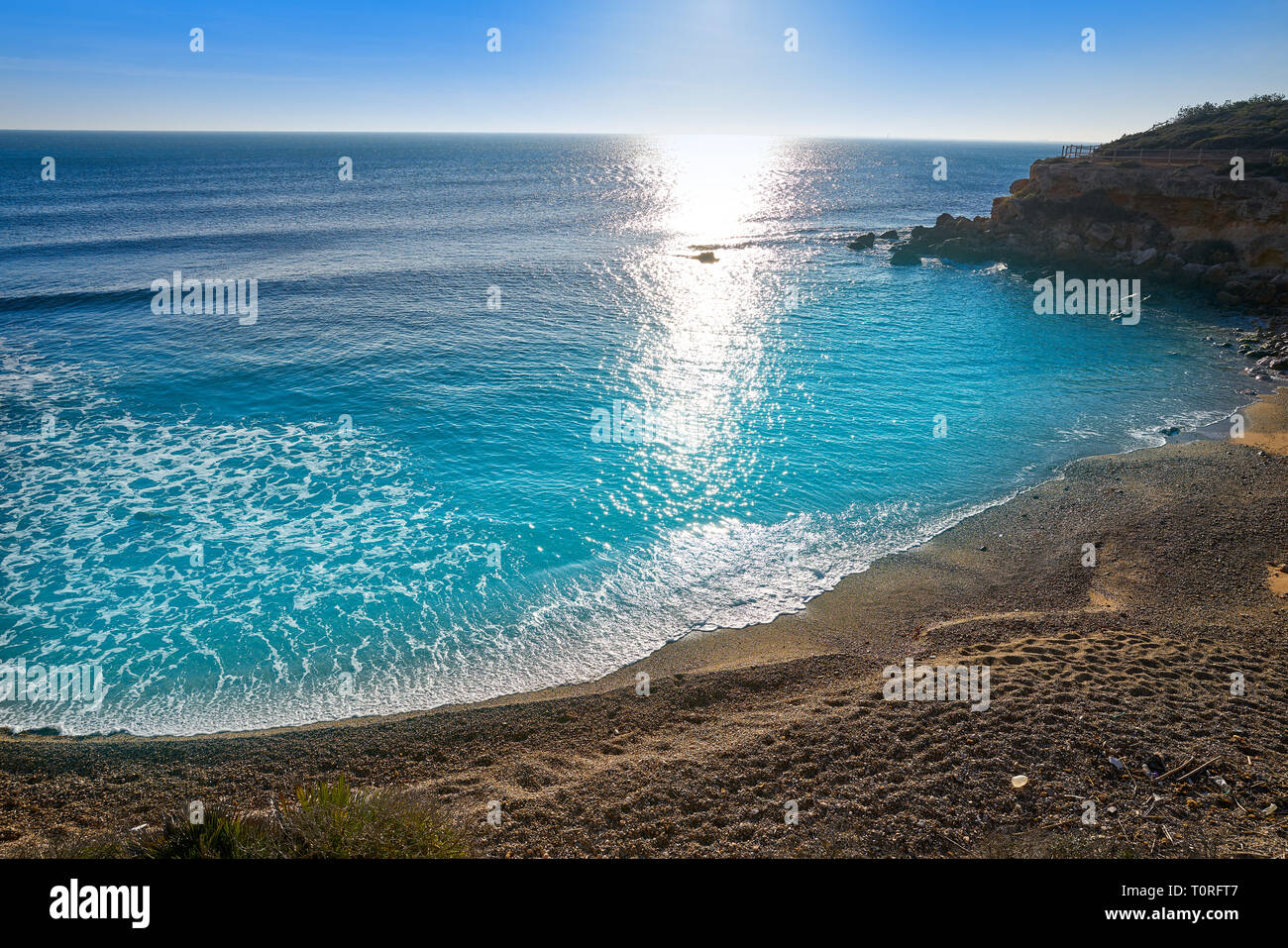 Cala La buena beach in El Perello beach of Tarragona at Costa dorada ...