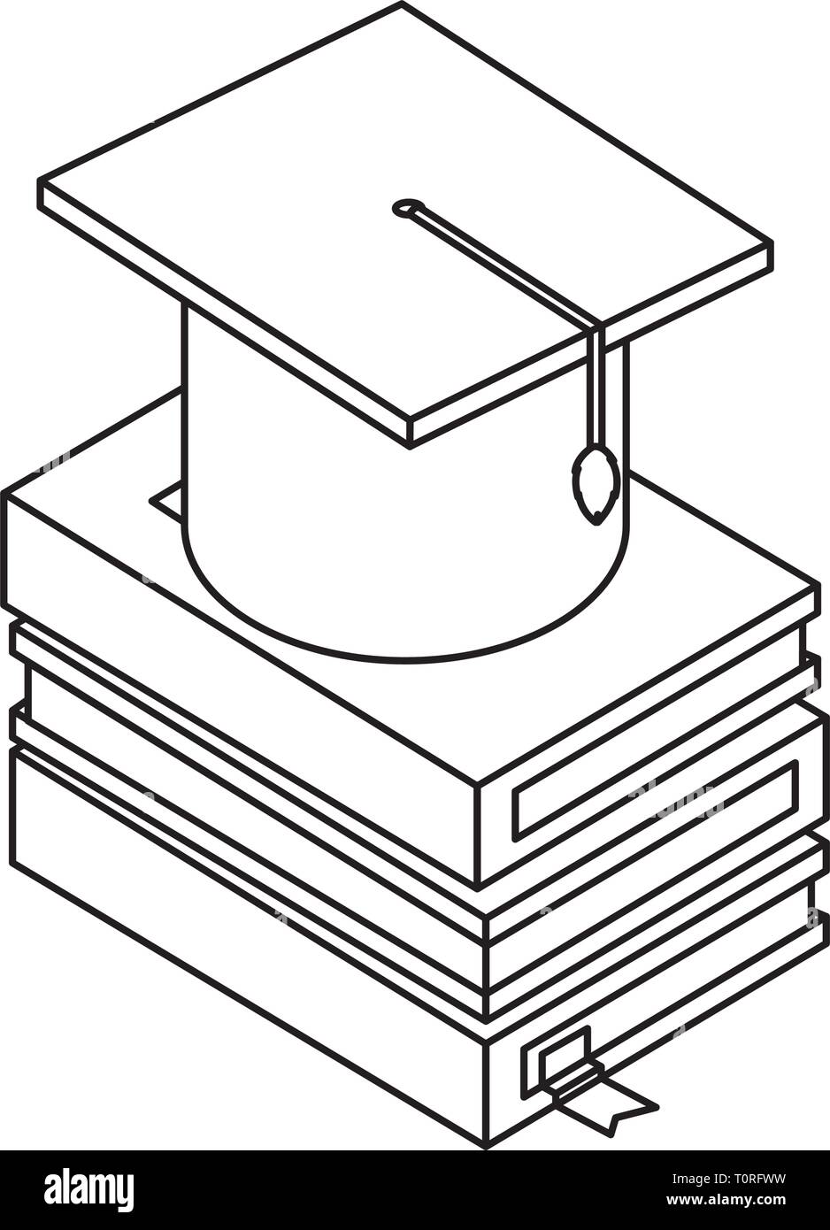 text books with graduation hat vector illustration design Stock Vector ...