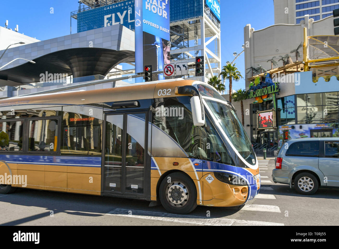 LAS VEGAS, NEVADA, USA - FEBRUARY 2019: Express public service bus ...