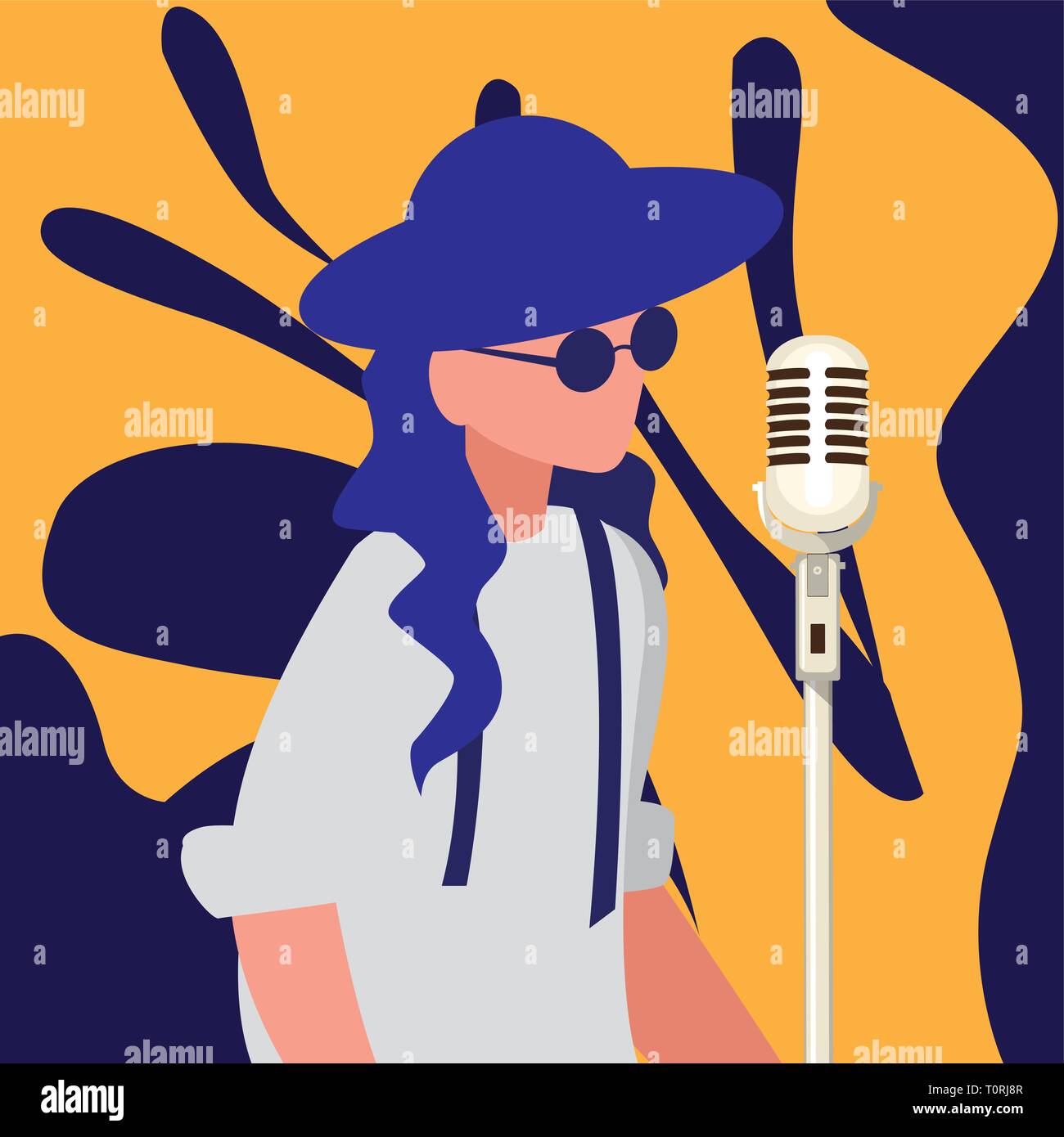 singer with microphone character vector illustration design Stock ...