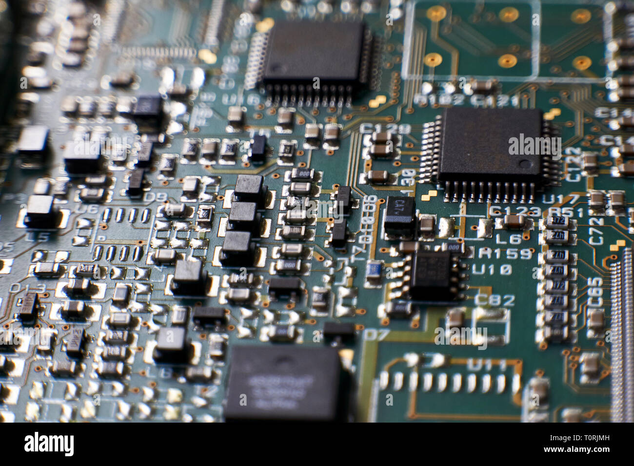 printed circuit Board with chips and radio components electronics Stock ...