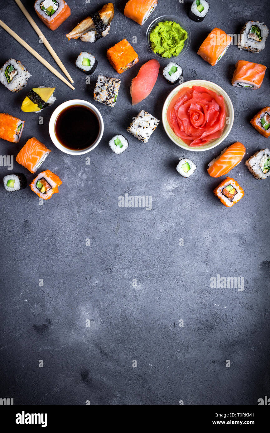 Japanese sushi background Stock Photo - Alamy