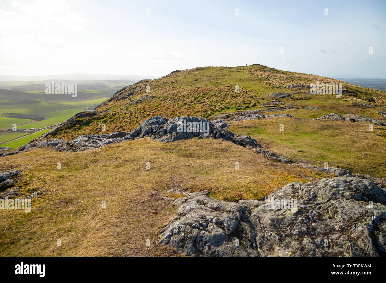 Looking towards the summit of Traprain Law in East Lothian Scotland ...