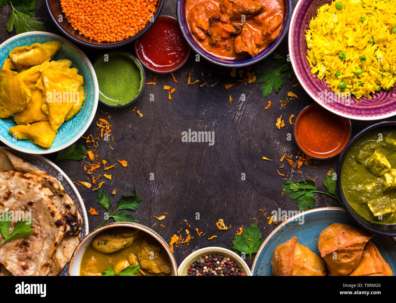 Assorted indian food Stock Photo - Alamy