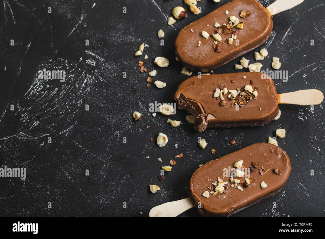 Chocolate ice cream popsicles Stock Photo - Alamy