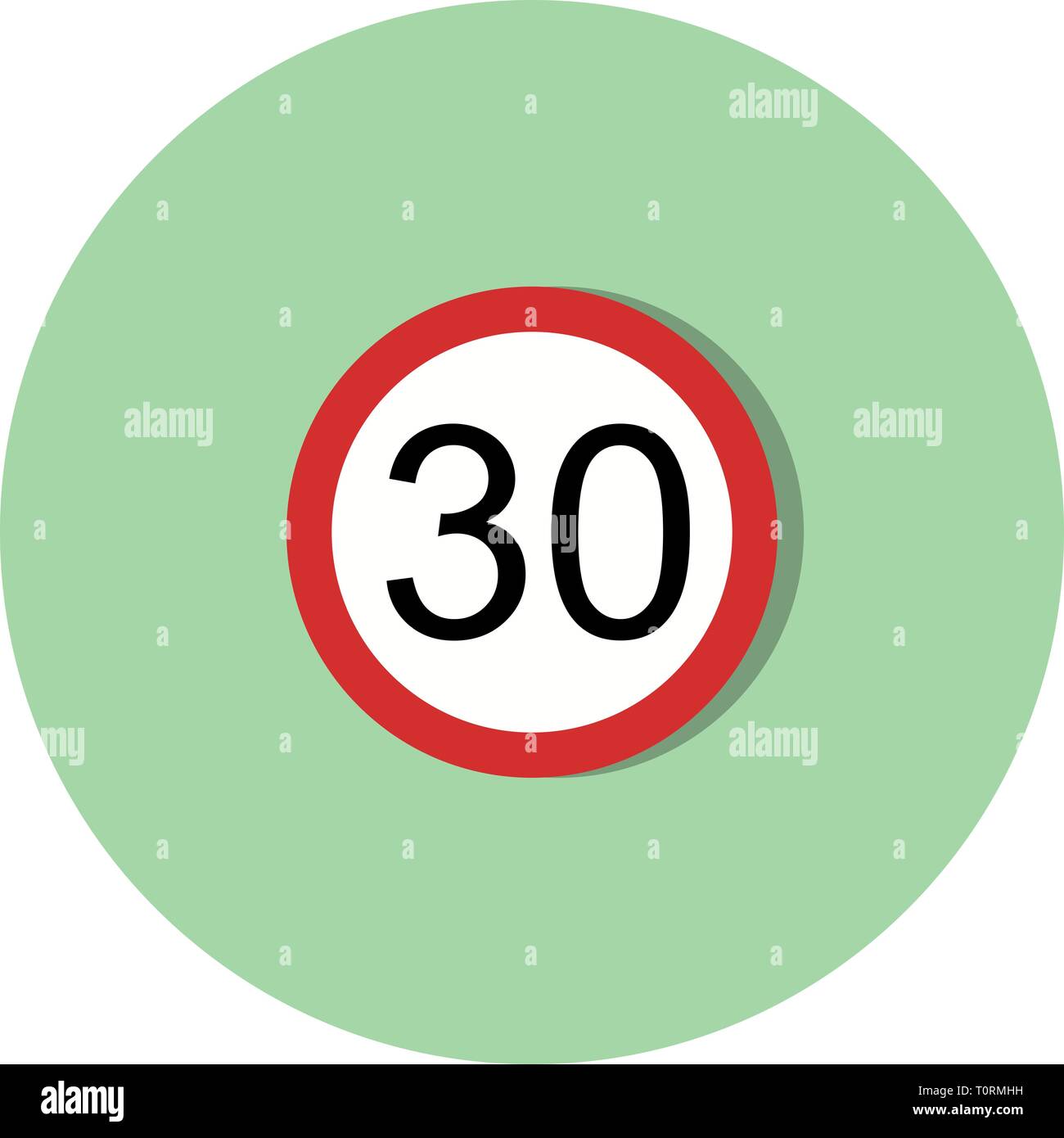 Illustration Speed limit 30 Icon Stock Photo - Alamy