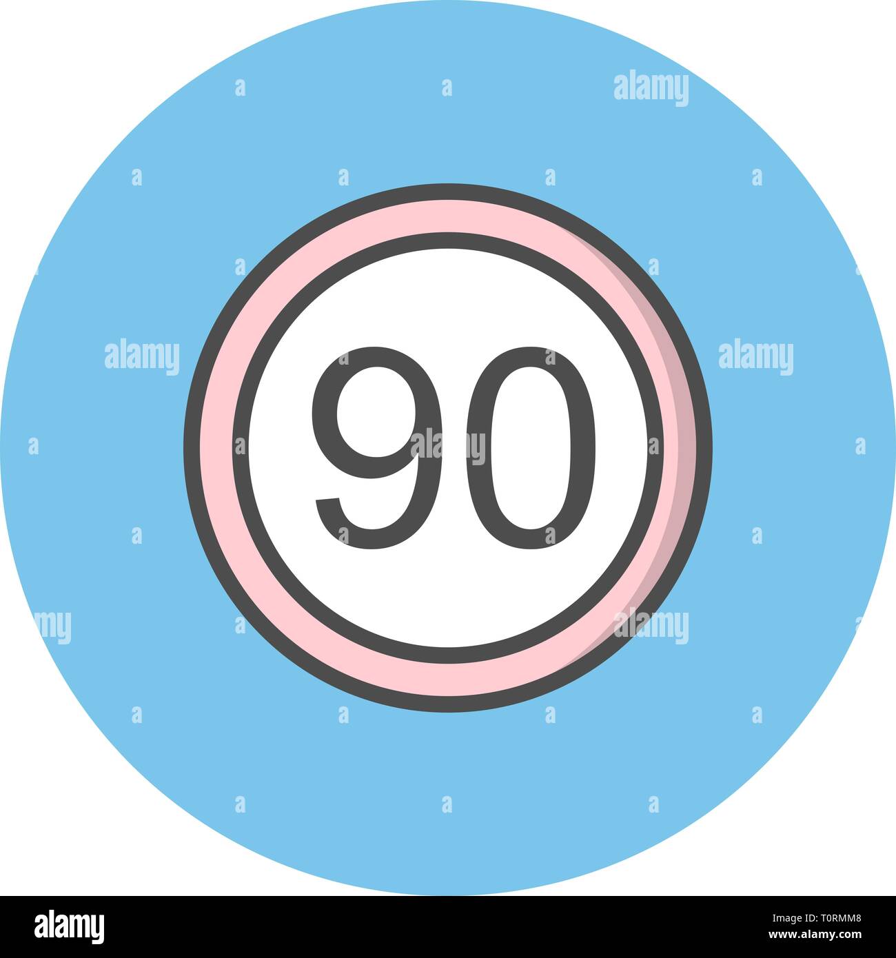 Illustration Speed limit 90 Icon Stock Photo - Alamy