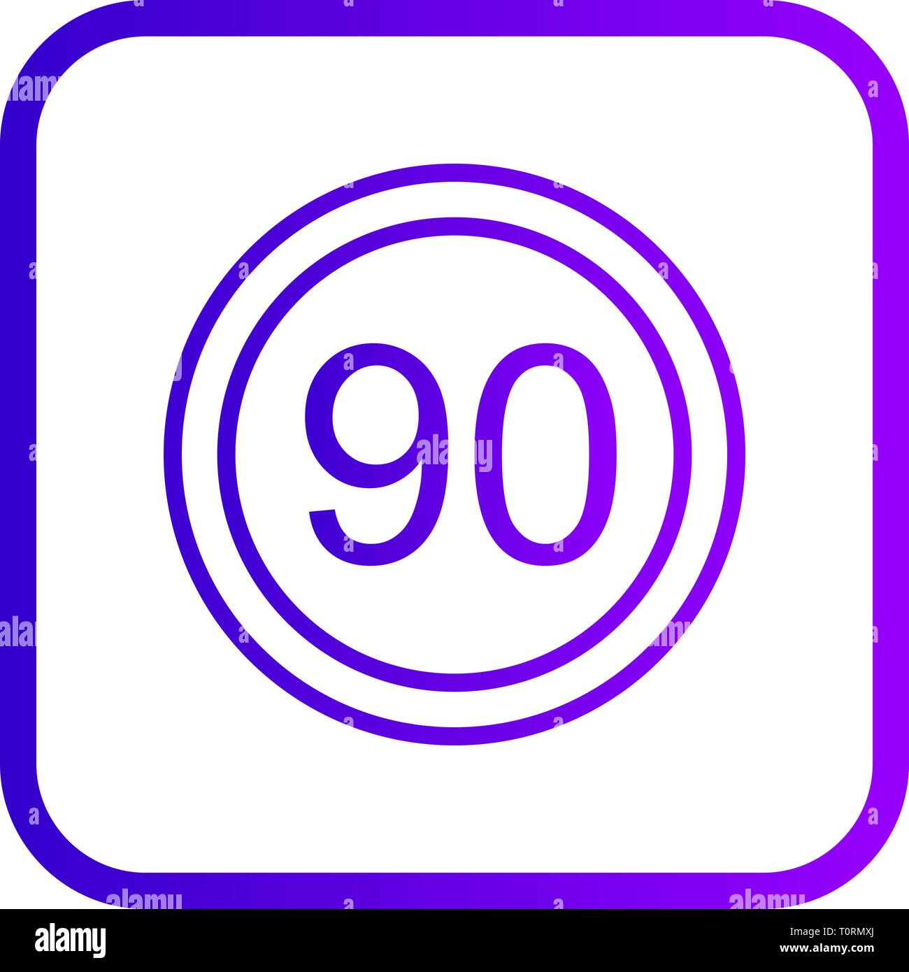 Illustration Speed limit 90 Icon Stock Photo - Alamy