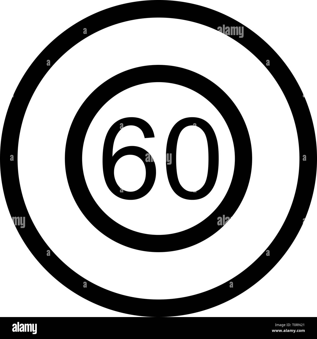 Illustration Speed limit 60 Icon Stock Photo - Alamy