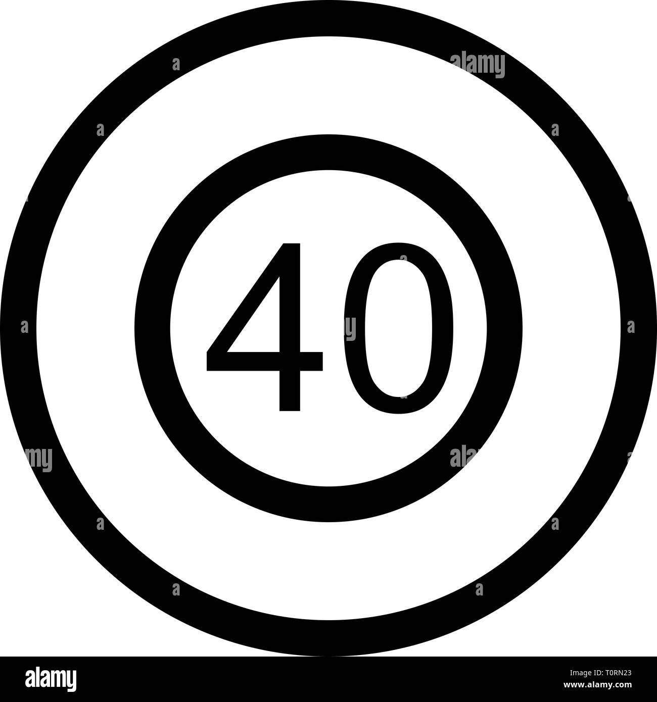 Illustration Speed limit 40 Icon Stock Photo - Alamy