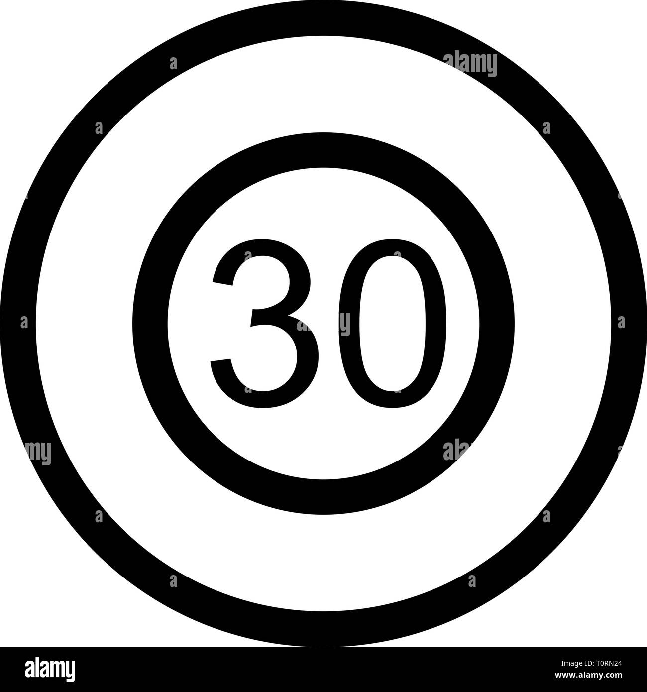 Illustration Speed limit 30 Icon Stock Photo - Alamy
