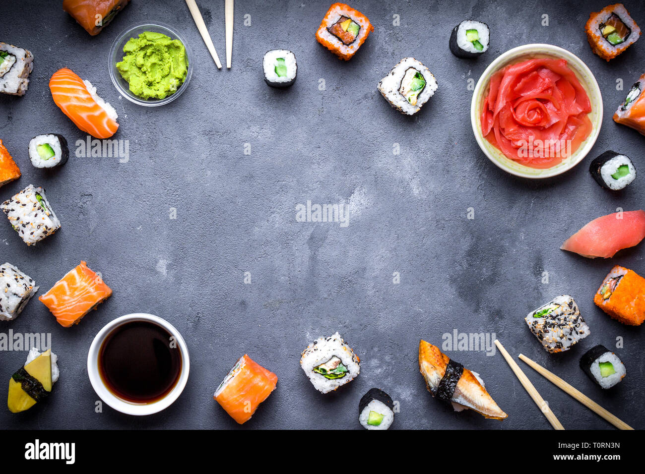Japanese sushi background Stock Photo - Alamy