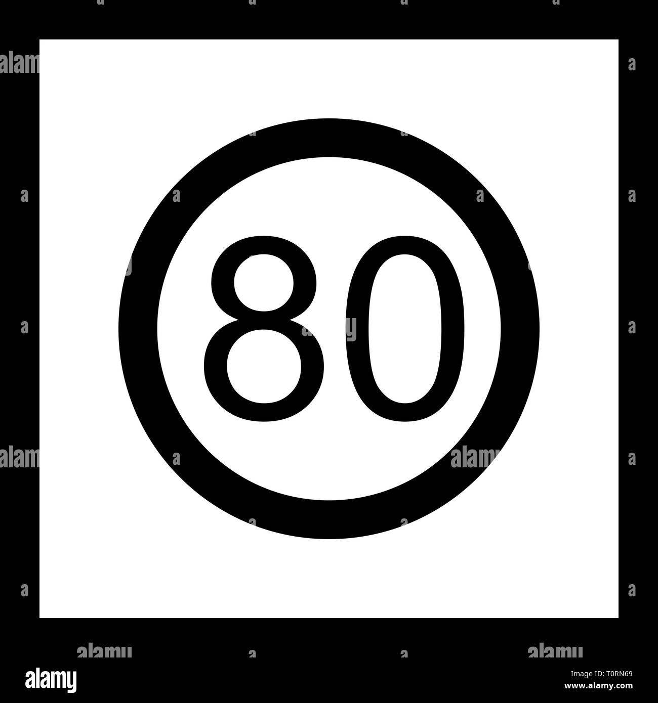 Illustration Speed limit 80 Icon Stock Photo - Alamy
