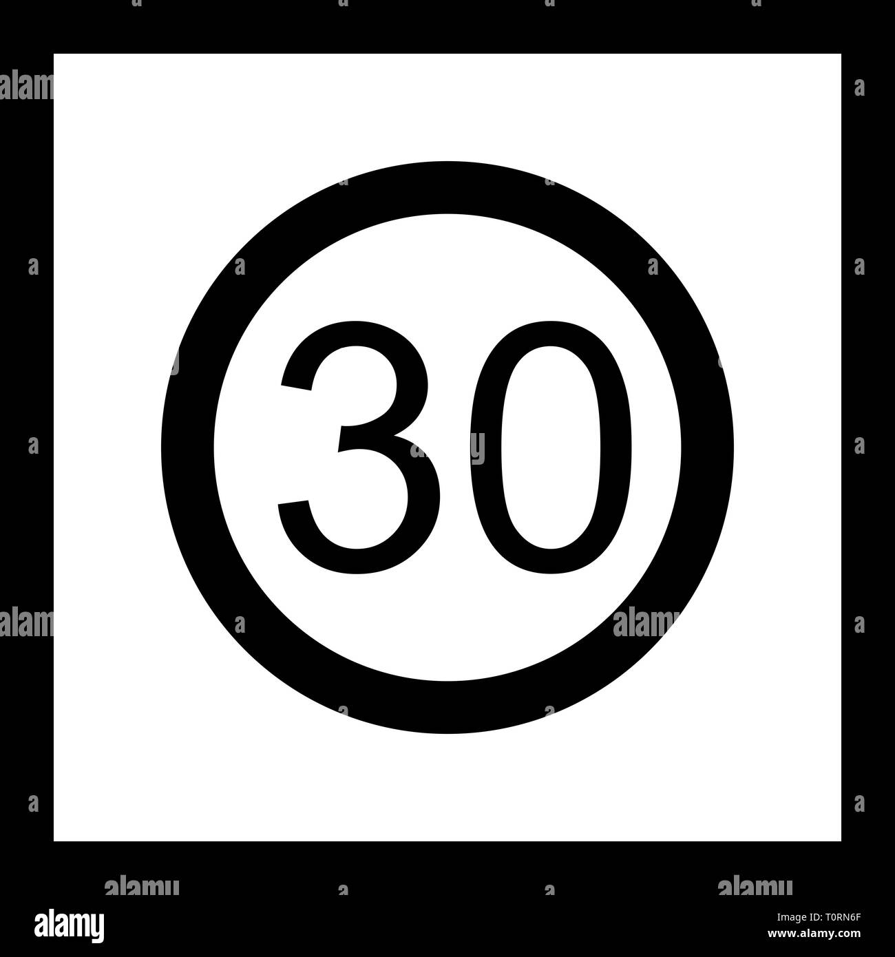 Illustration Speed limit 30 Icon Stock Photo - Alamy