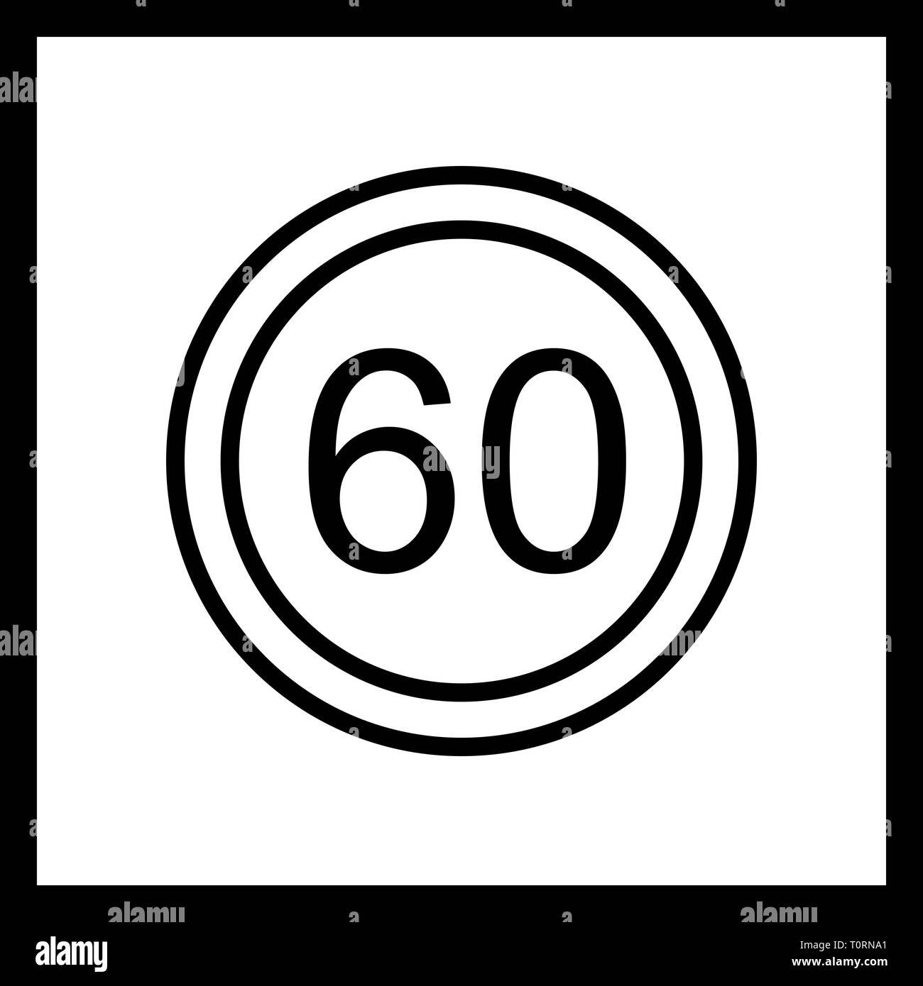Illustration Speed limit 60 Icon Stock Photo - Alamy