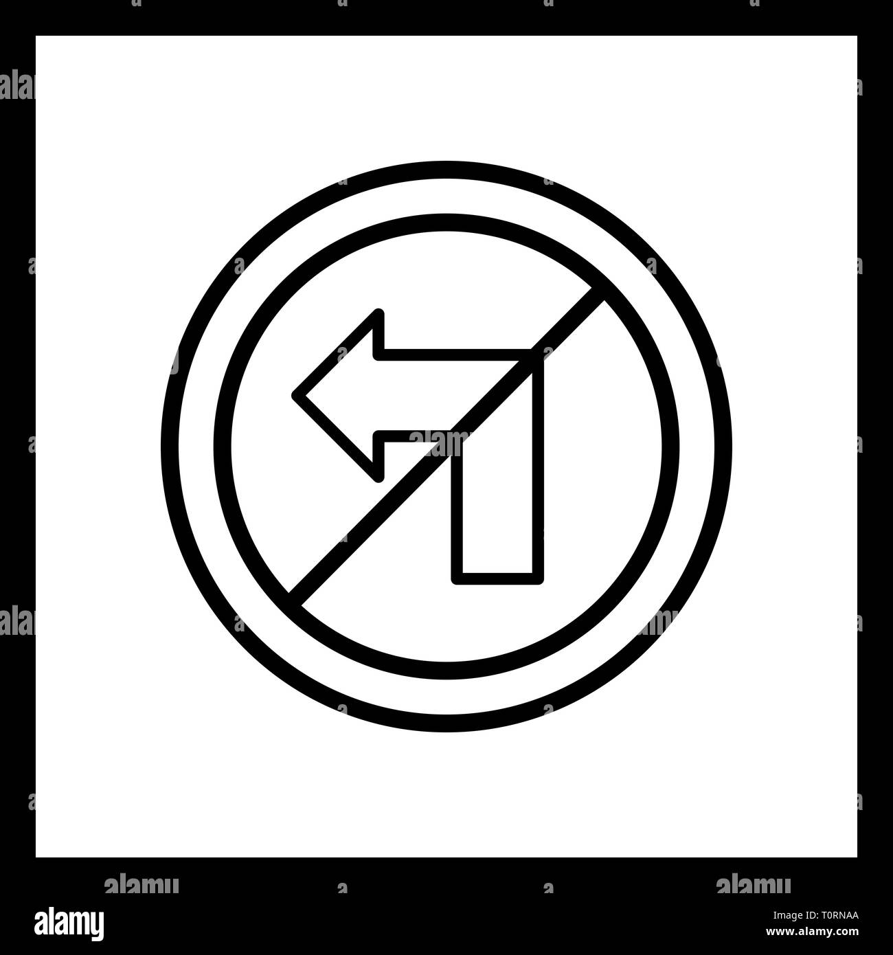 Illustration No left turn Icon Stock Photo - Alamy