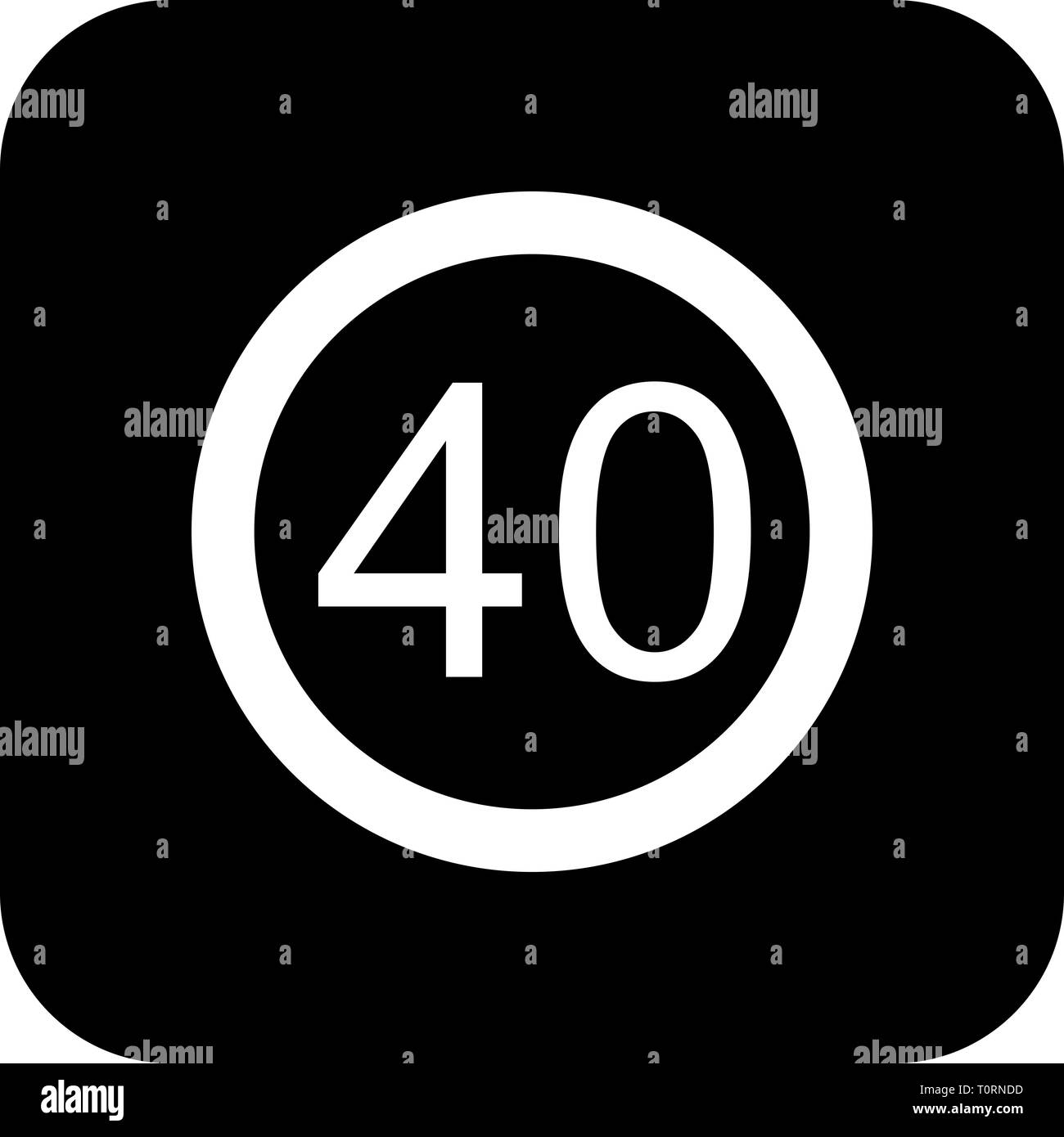Illustration Speed limit 40 Icon Stock Photo - Alamy