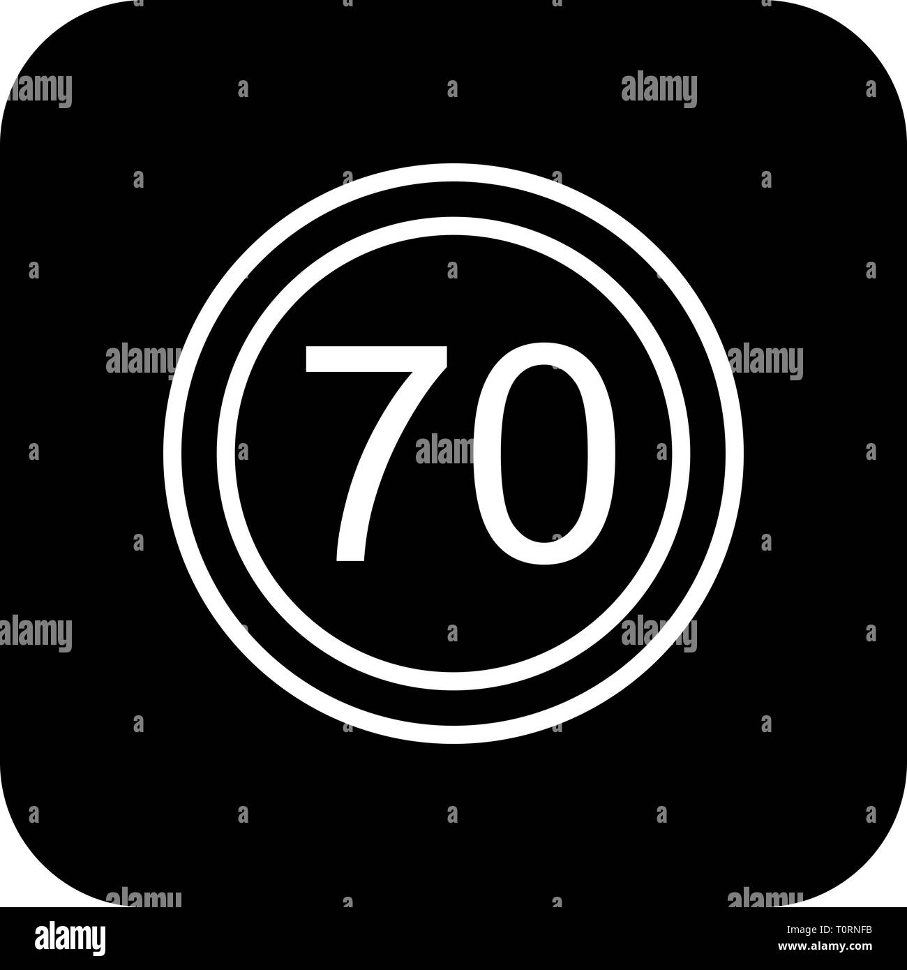 Illustration Speed limit 70 Icon Stock Photo - Alamy