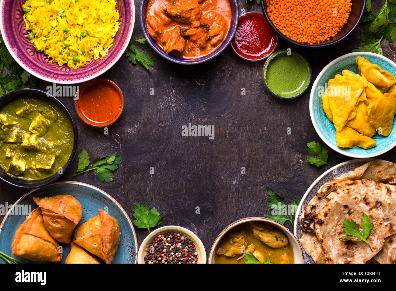 Assorted indian food Stock Photo - Alamy
