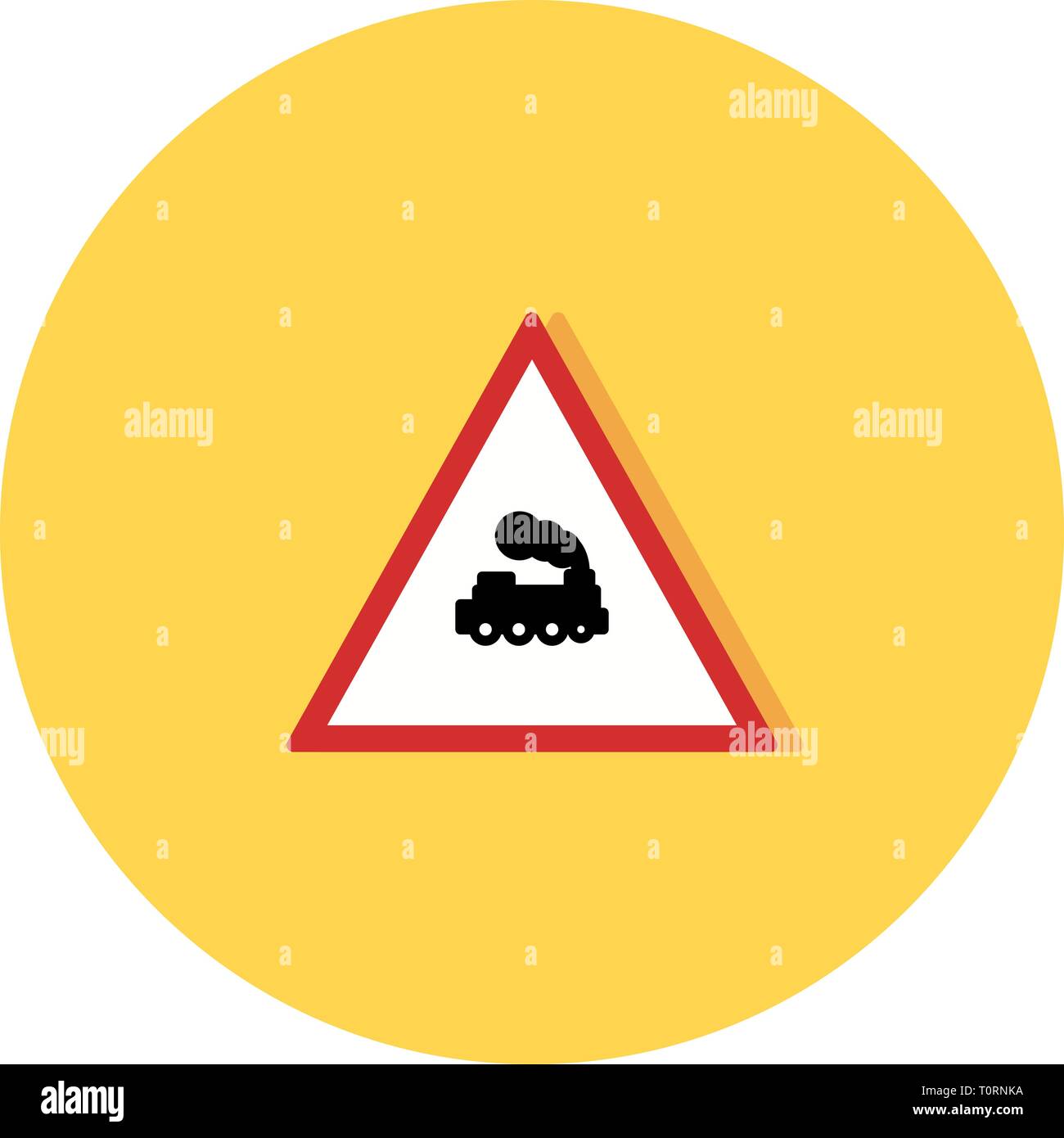 Illustration Level crossing Train Road Sign Icon Stock Photo - Alamy