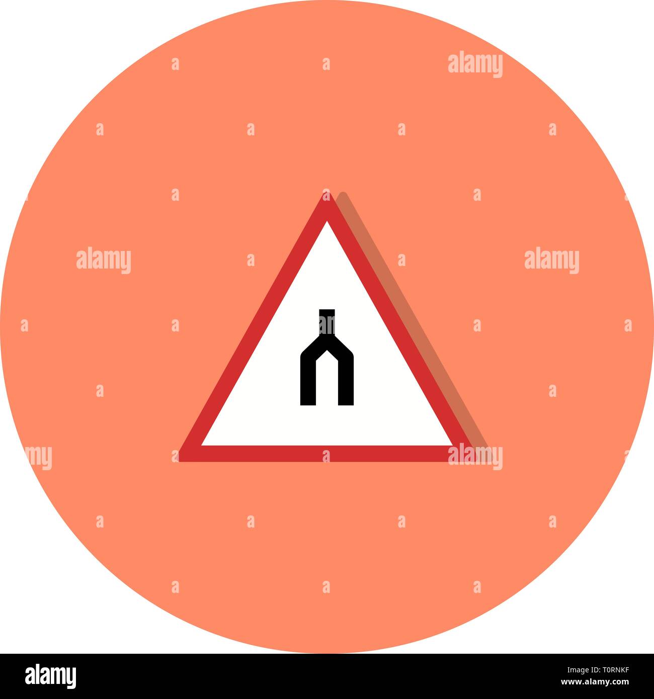 Illustration Dual carriageway ends Road Sign Icon Stock Photo - Alamy