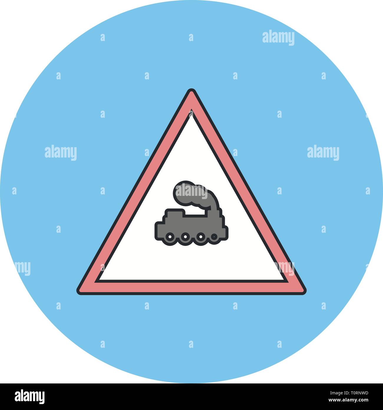 Illustration Level crossing Train Road Sign Icon Stock Photo - Alamy