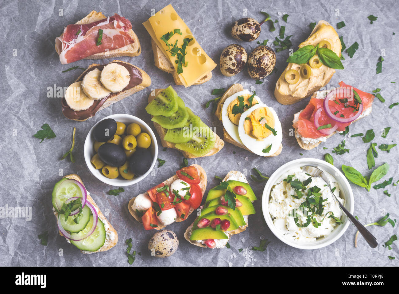 Sandwiches set background Stock Photo - Alamy
