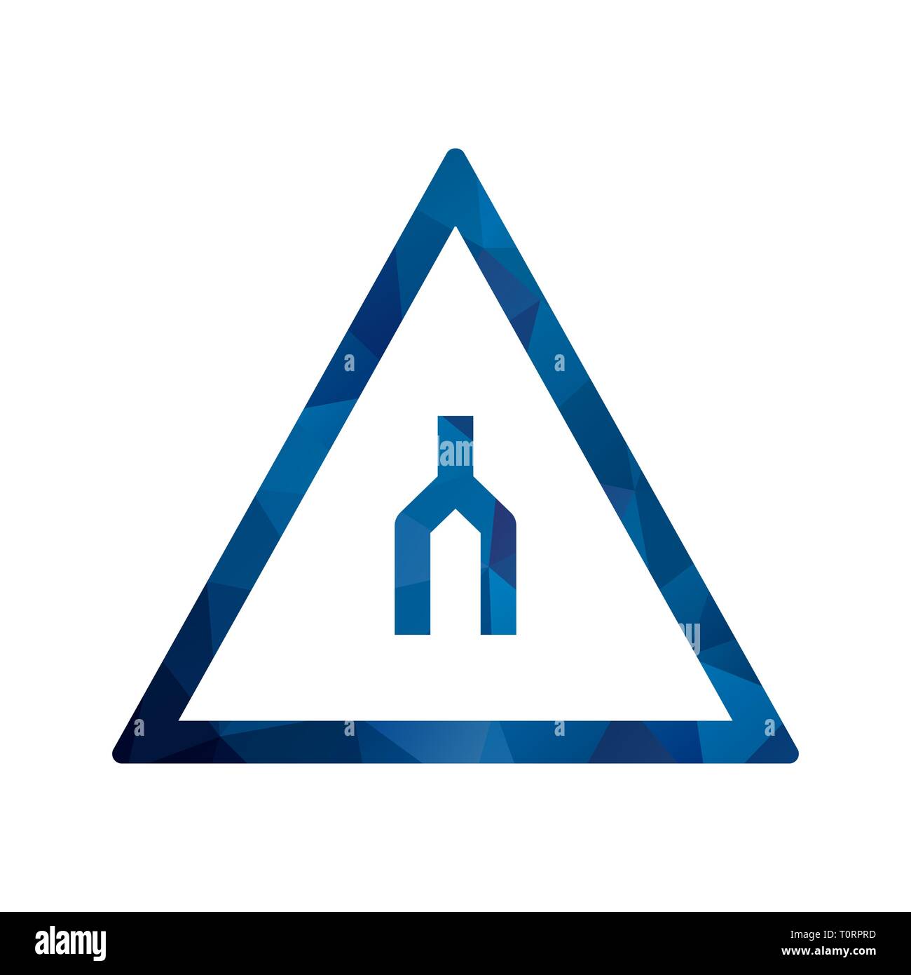 Illustration Dual carriageway ends Road Sign Icon Stock Photo - Alamy