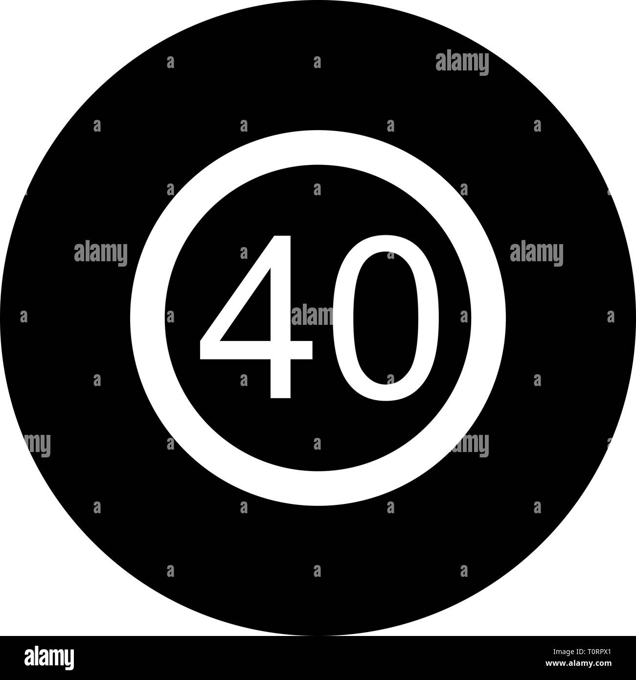 Illustration Speed limit 40 Icon Stock Photo - Alamy