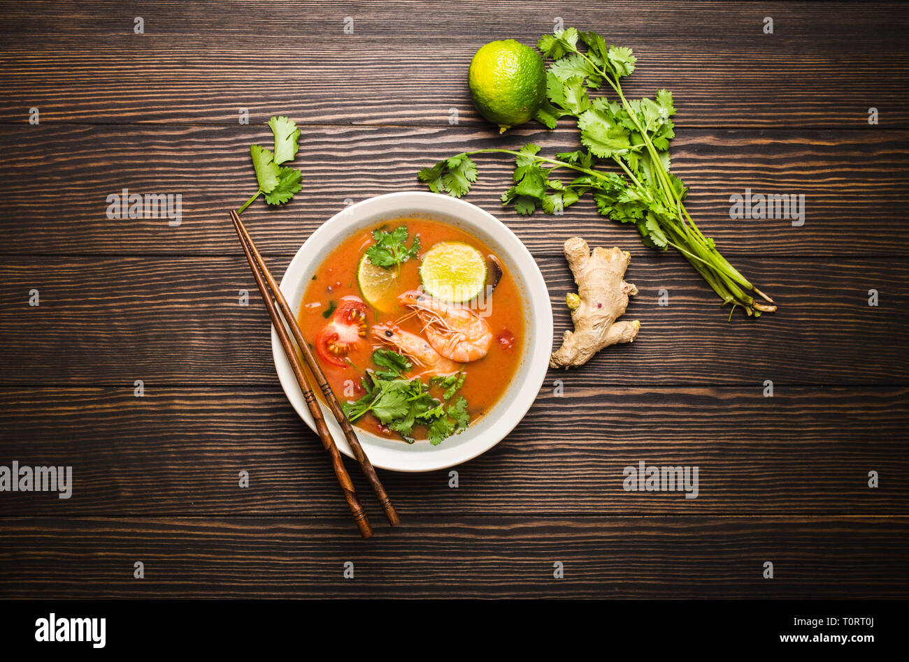 Thai soup tom yum Stock Photo - Alamy