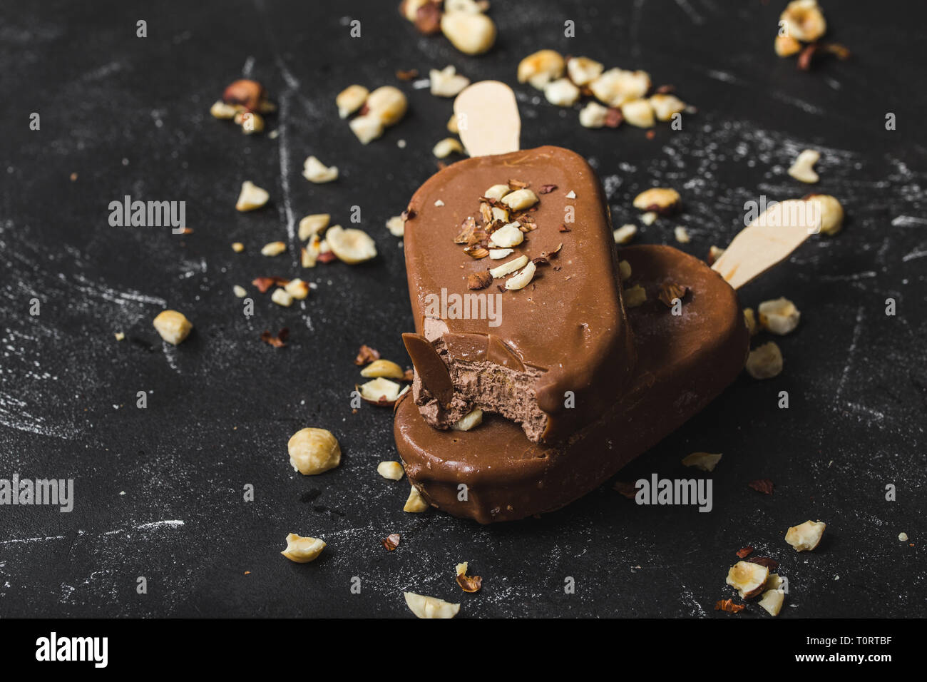 Chocolate ice cream popsicles Stock Photo - Alamy