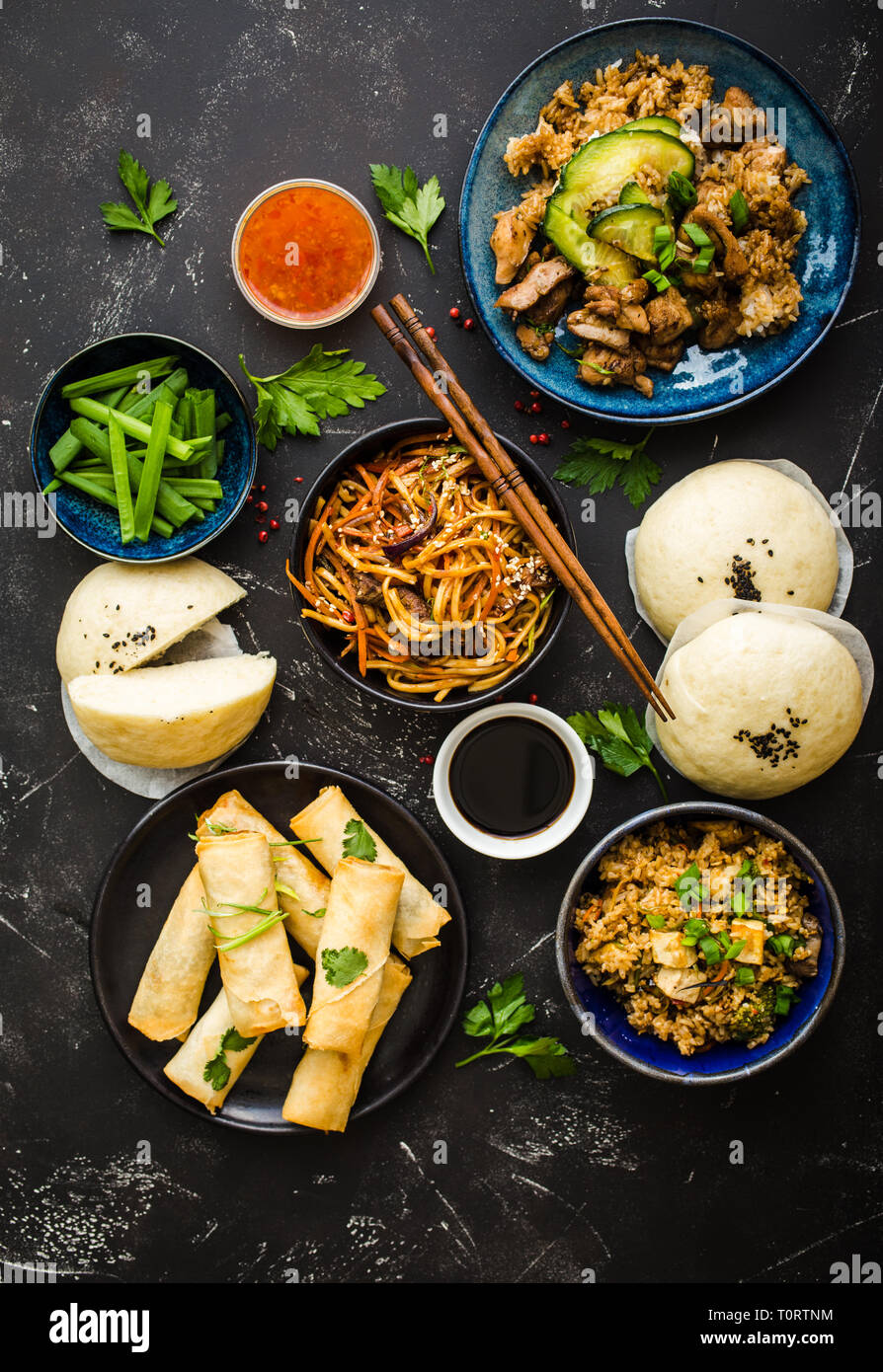 Asian assorted food set Stock Photo - Alamy