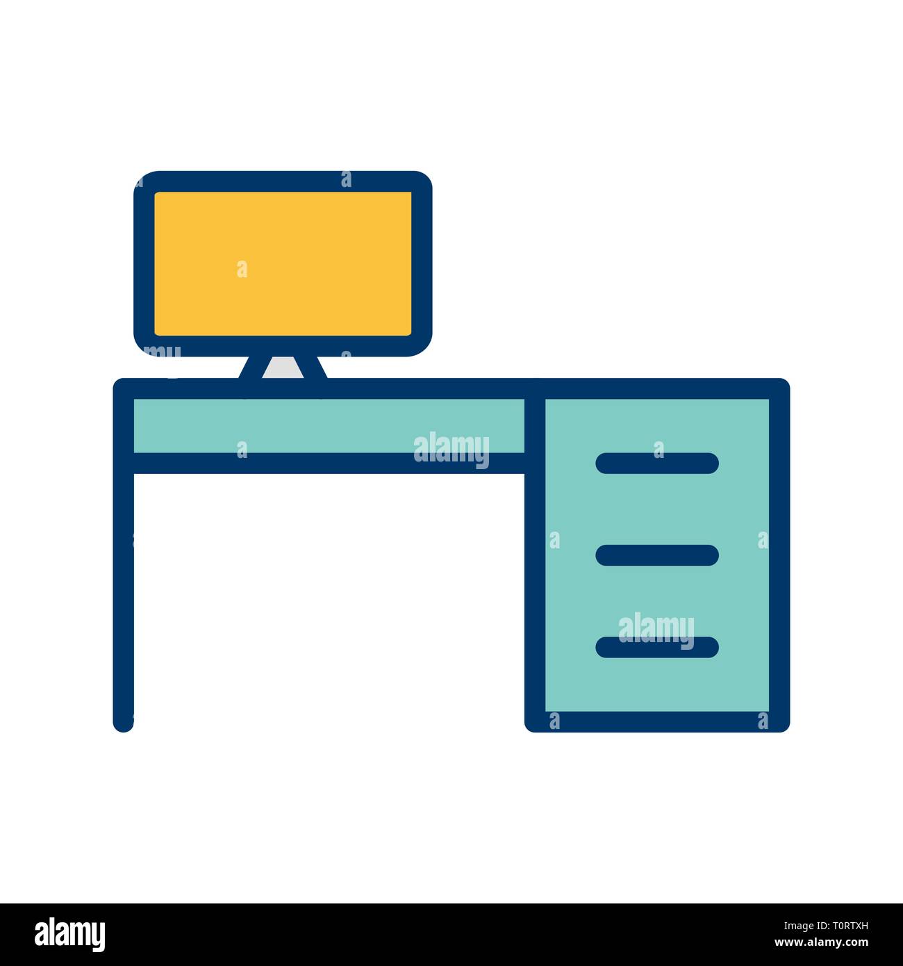 Illustration Office Table Icon Stock Photo - Alamy