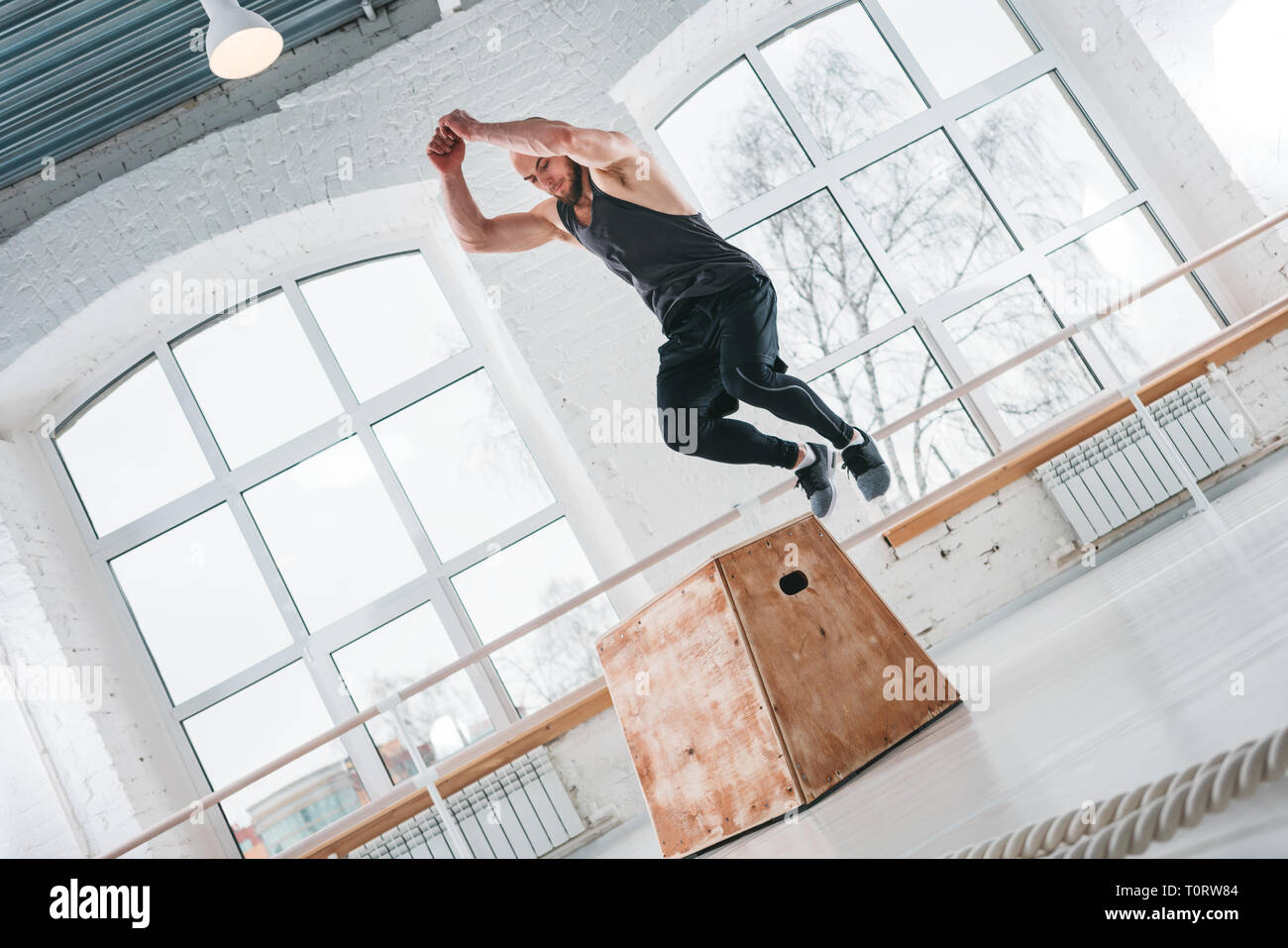 Squat box jump hi-res stock photography and images - Alamy